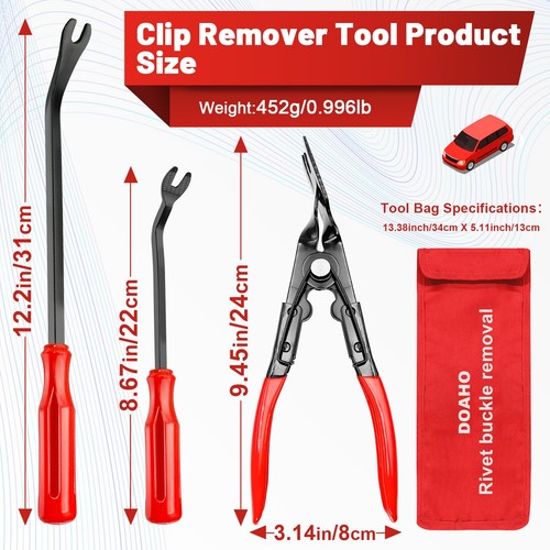 3 Pcs Auto Clip Pliers Set and Fastener Remover,Car Trim Rivet Removal ...