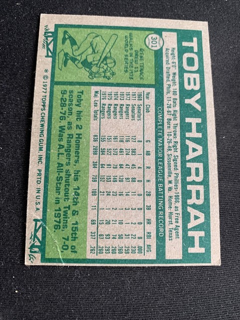 1977 Topps - #301 Toby Harrah for sale online | eBay