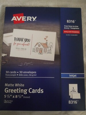 Avery Half-Fold Greeting Cards Inkjet 5 1/2 ×8 1/2 Mattewhte(blank ...