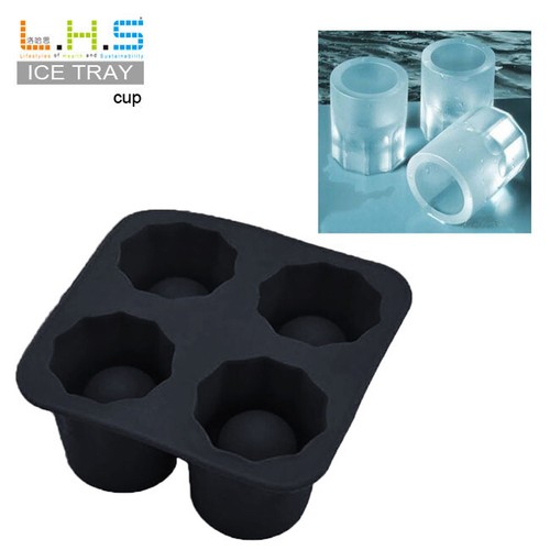 4-Cup Ice Cube Shot Shape Rubber Shooters Glass Freeze Mold Maker Tray ...