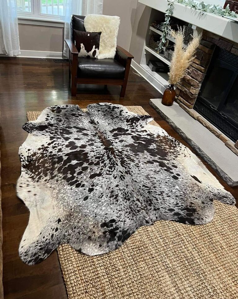 NEW REAL 100% COWHIDE RUGS TRICOLOR AUSTRALIAN COWS FUR SKINS CARPET ...