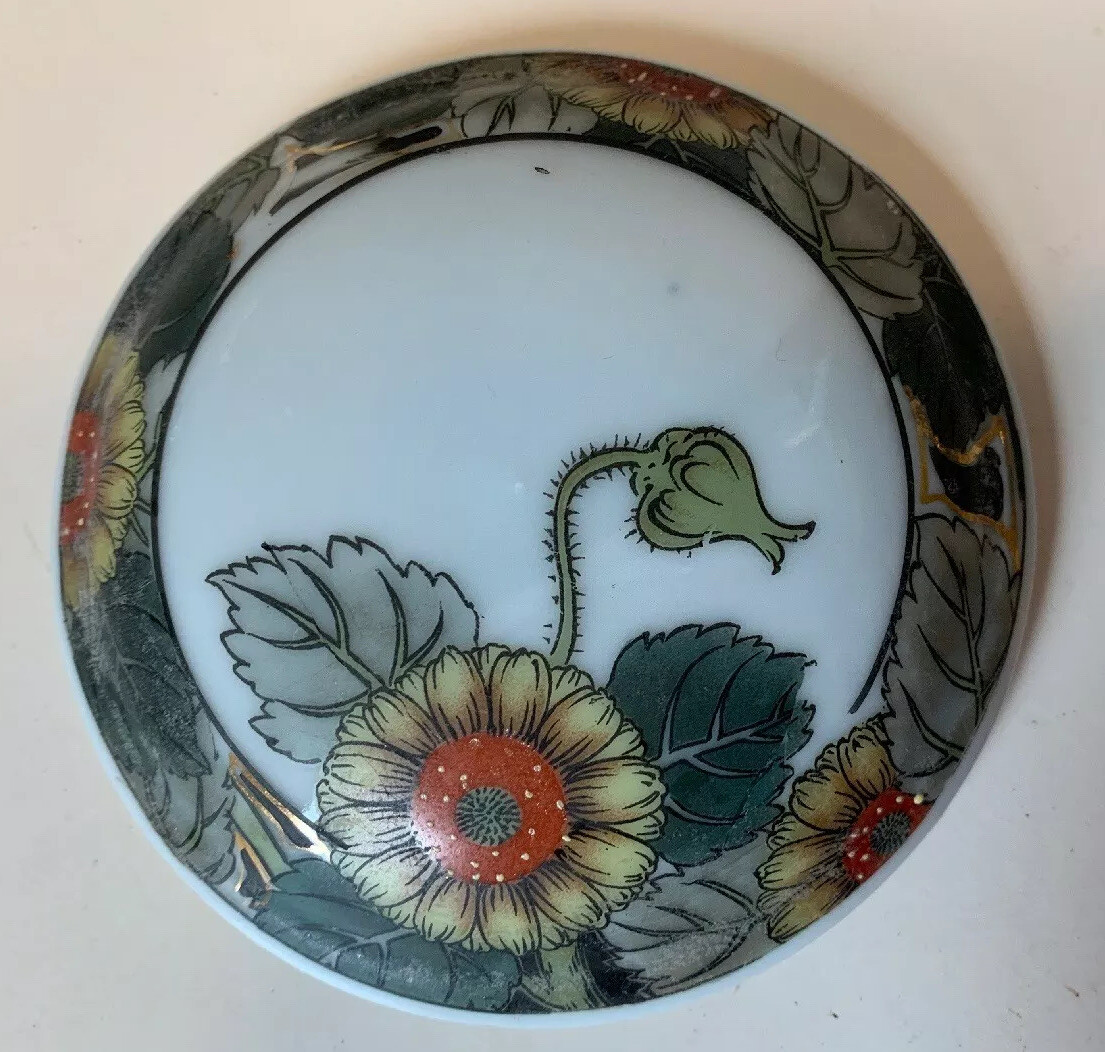 Antique Nippon Nagoya SNB Floral 3 Footed Porcelain Trinket Dish w/Lid ...