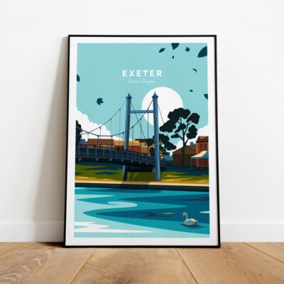 United Kingdom, Exeter Taditional Travel poster Choose your Size | eBay ...