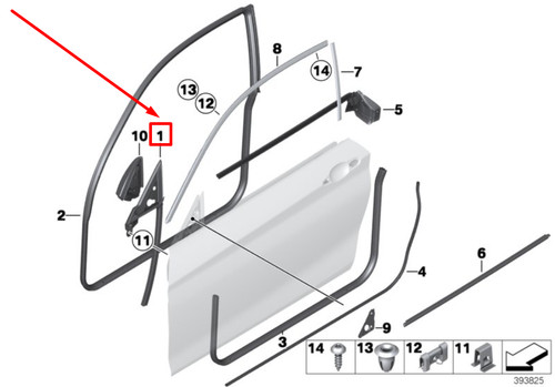BMW 2 CABRIO F23 FRONT LEFT DOOR WINDOW GUIDE 51337268419 7268419 NO🇺🇸 ...