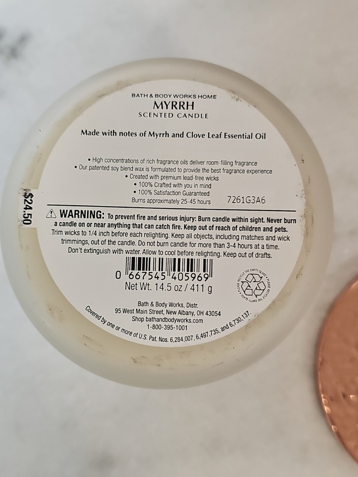 Bath & Body Works Myrrh 3-Wick Scented Jar/Container Candle ~Super Rare ...