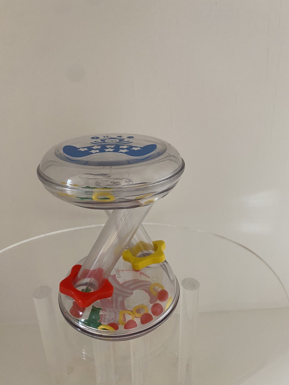 Vintage Johnson and Johnson clear clown rolling tracking rattle ...