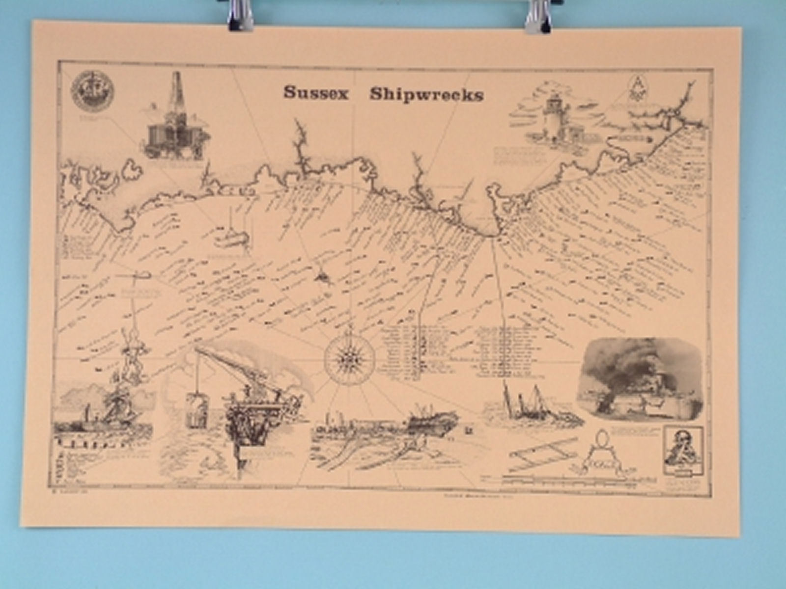 Coastal Shipwreck Maps Cornwall Devon Wales Dorset IOW Channel Sussex ...