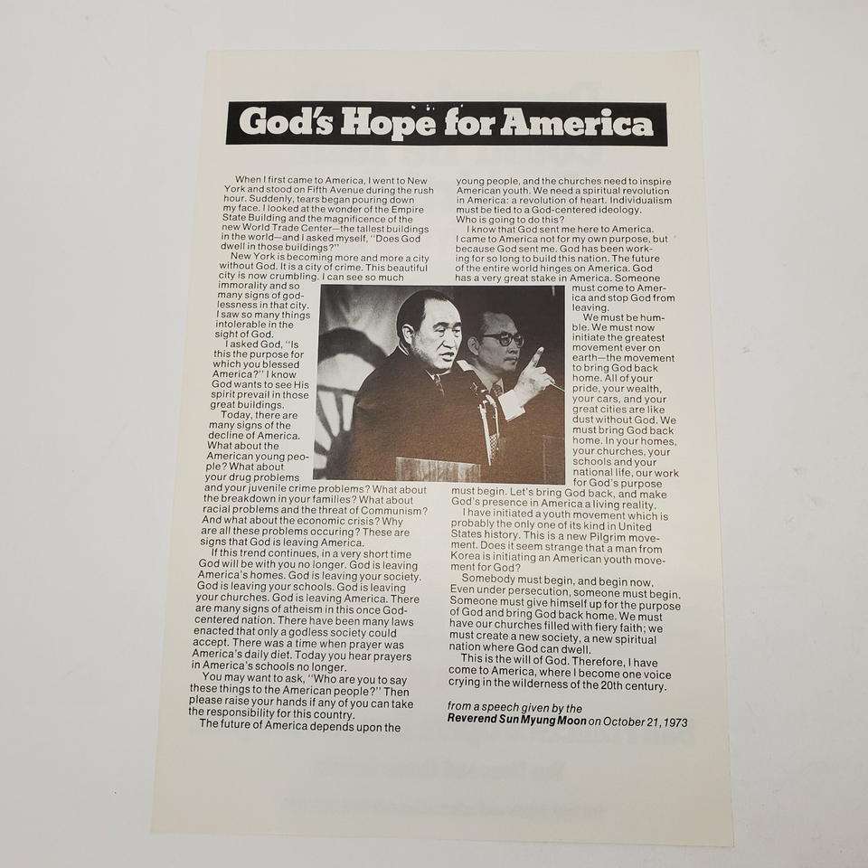 Vintage 1970s Rev Sun Myung Moon Unification Church Day of Hope SF ...