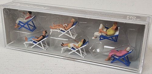 PREISER #10437 NEW HO 1/87 Scale Set of 6 People Resting in Deck Chairs ...