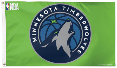 MINNESOTA TIMBERWOLVES Logo-On-Green NBA Basketball Wincraft Team 3x5 ...