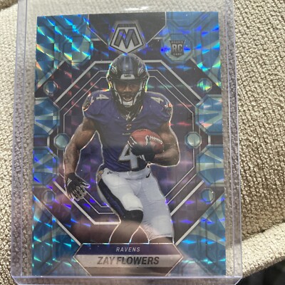 2023 Panini Mosaic #380 Zay Flowers RC Rookie BLUE REACTIVE SP ...