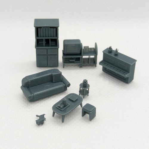 1/87 HO Scale Miniature Scene Sofa Home Appliances Piano Desk & Living ...