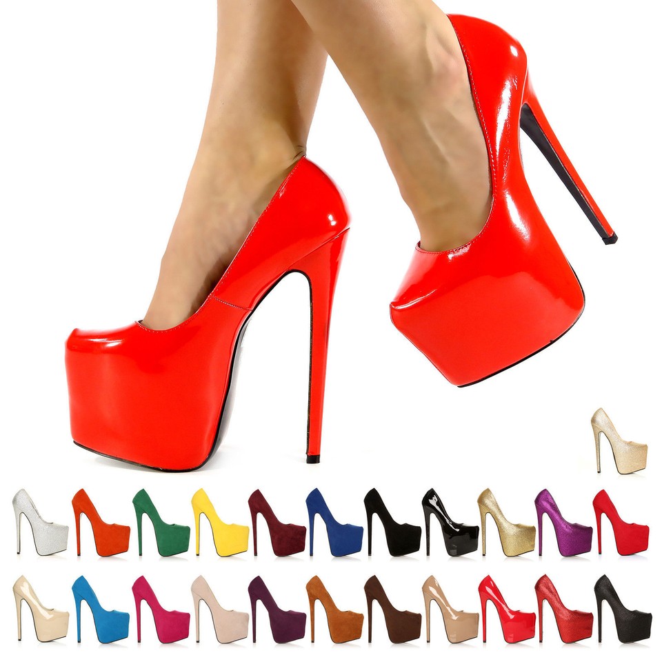 NEW WOMENS LADIES CONCEALED PLATFORM STILETTO HIGH HEELS COURT SHOES ...
