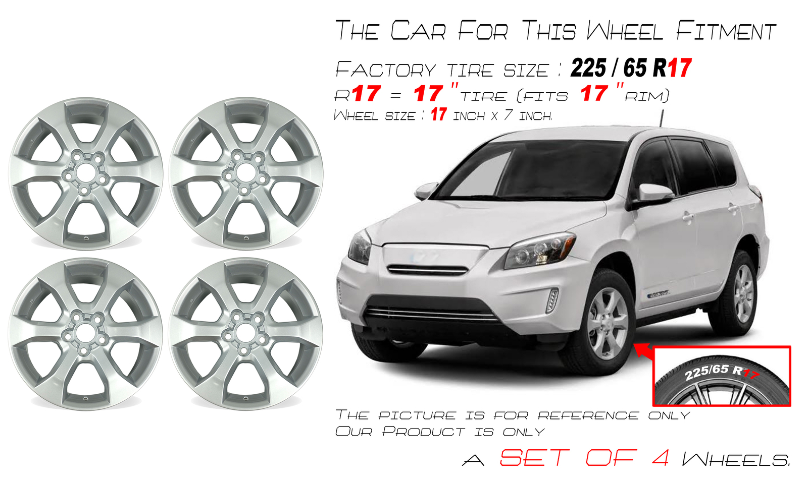 17" SET OF 4 17x7 SILVER Wheel for TOYOTA RAV4 2009-2014 OEM Design Rim ...