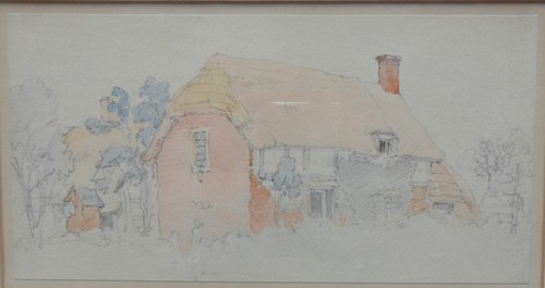 AARON EDWIN PENLEY 1807-1870 ORIGINAL PAINTING OF A COTTAGE WITH ...