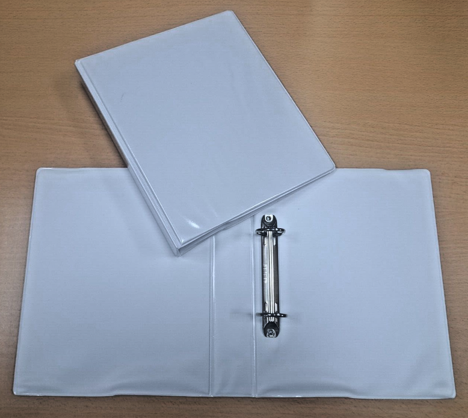 8x A5 WHITE 2 D RING 25mm PRESENTATION BINDERS FILES FOLDERS FRONT ...