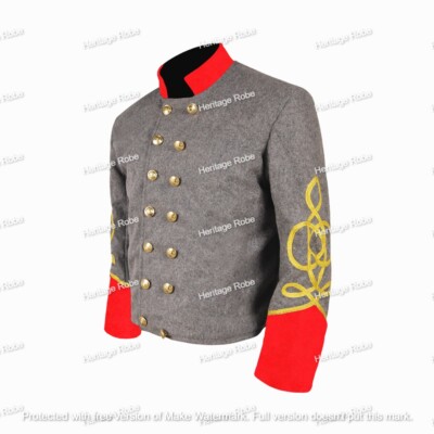 US Civil War Confederate Grey Shell Jacket Double Breasted Red Cuff DDP ...