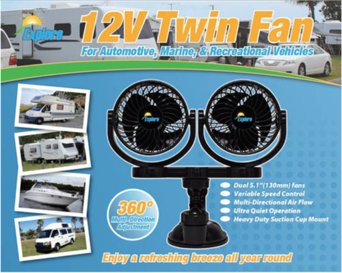 Explore 12V Twin Fans Caravan, Boat, Camper RV Air Cooling Adjustable ...