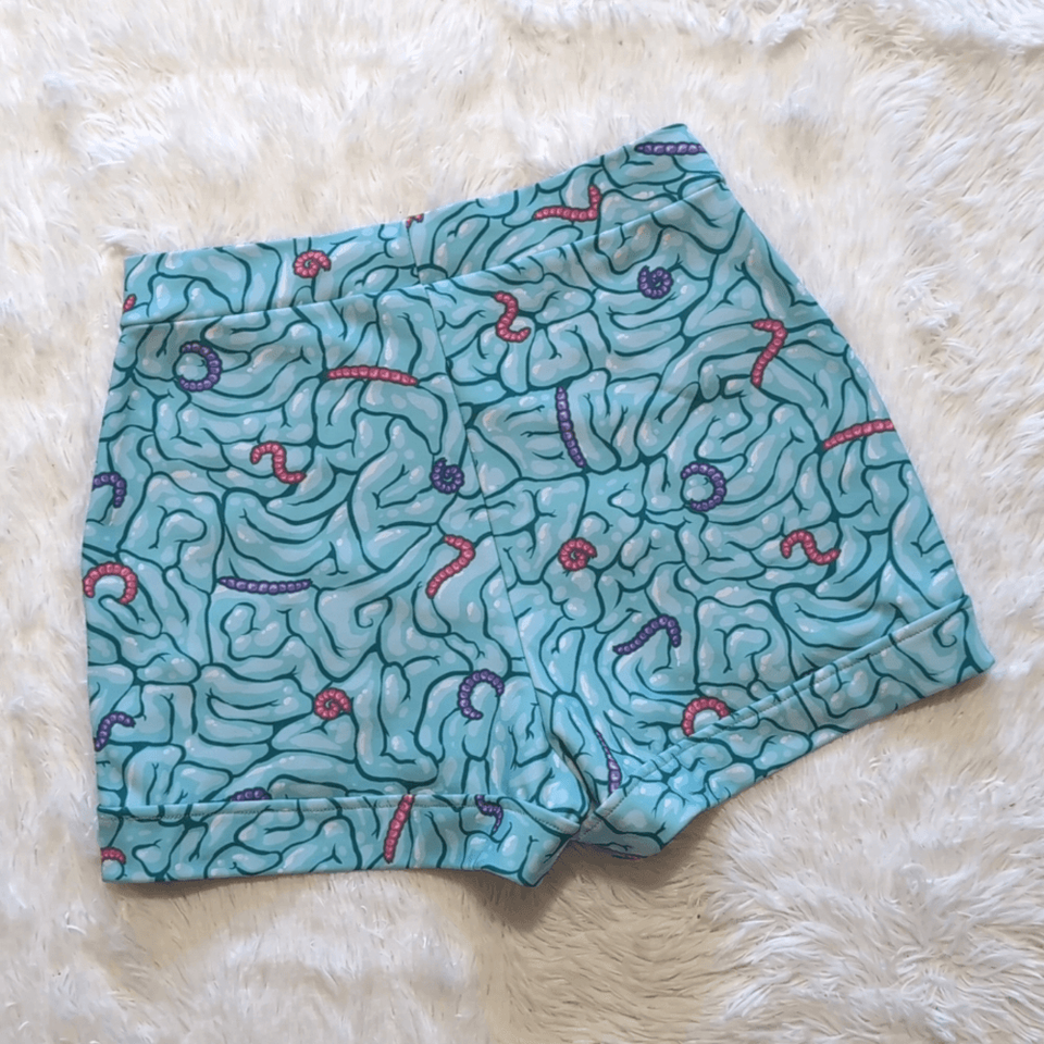 Blackmilk Gummy Brains & Worms Cuffed Shorts Black Milk Blue Purple ...