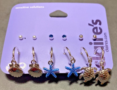 6pk Turtles, Scallop Shells and Starfish Earrings with matching Studs ...