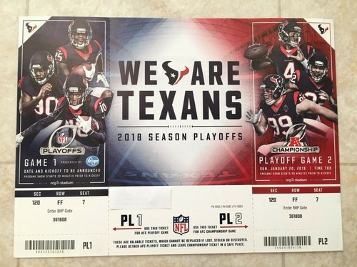 2018 HOUSTON TEXANS PLAYOFF TICKET STUB STRIP vs COLTS | eBay