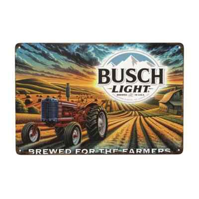 metal tin beer sign vintage style Bush Light For The Farmers | eBay