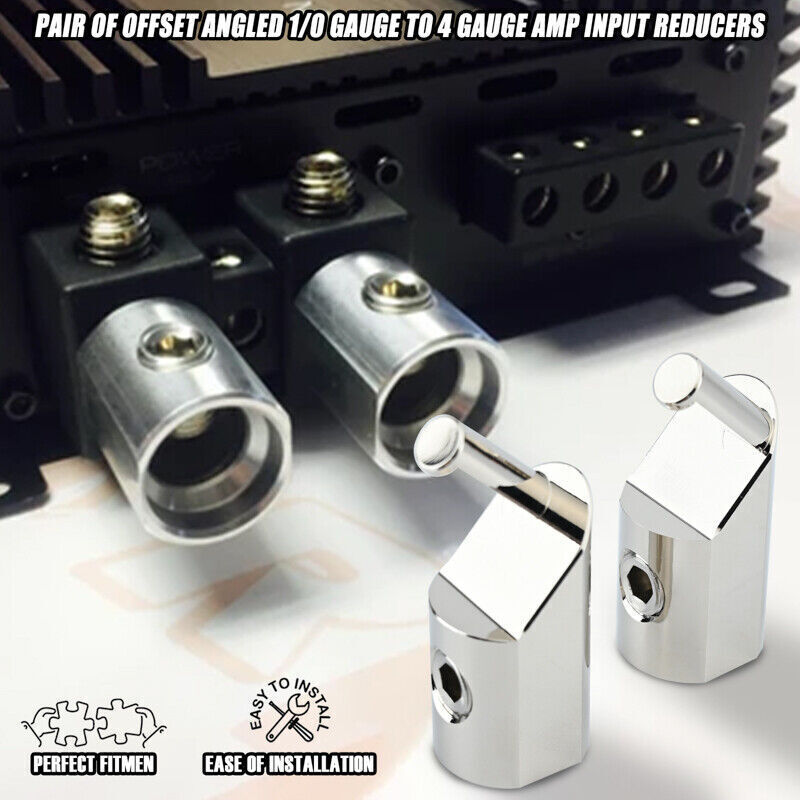 Power Wire Reducer Offset Angled 1/0 Gauge to 4 Gauge Amp Input ...