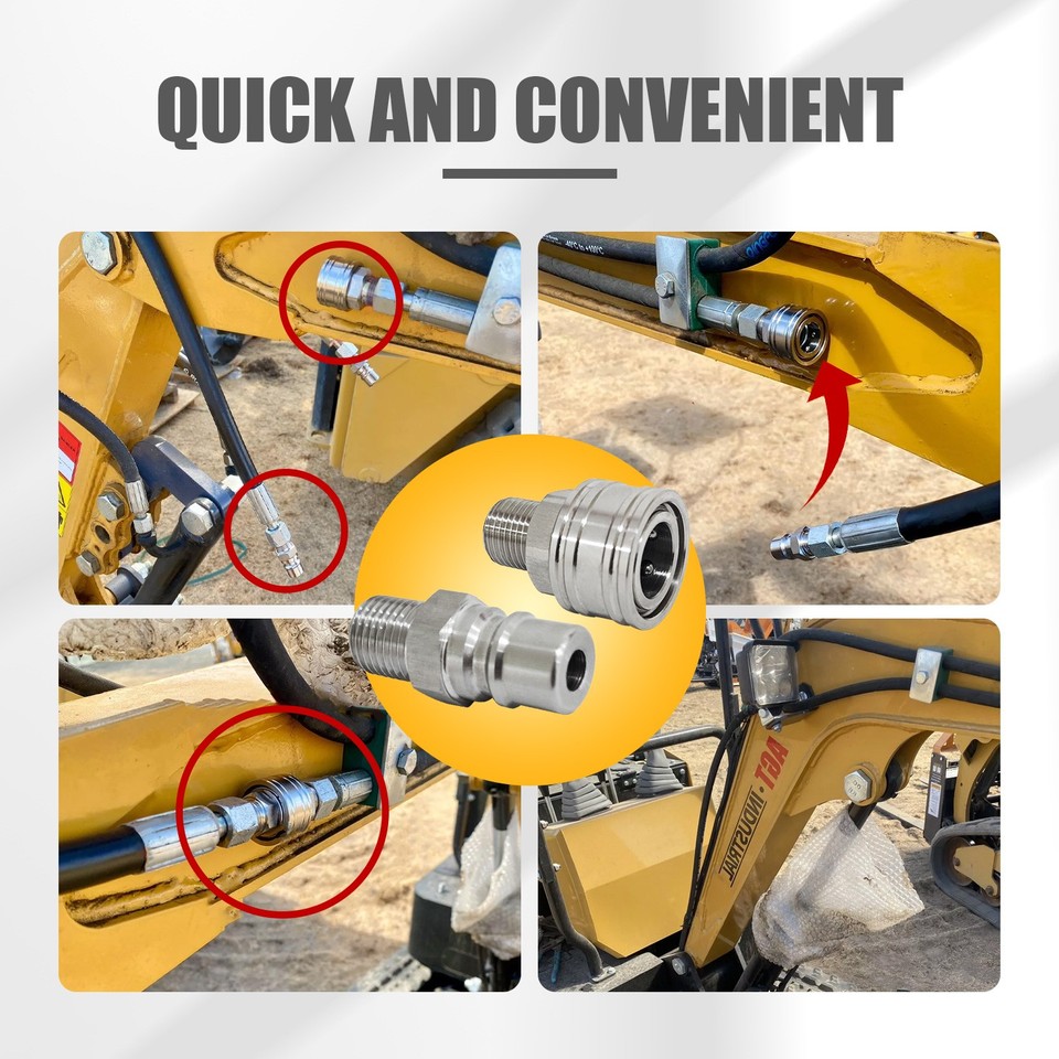 M16-M14 Hydraulic Attachment Fittings Quick Connect Adapters For Mini ...