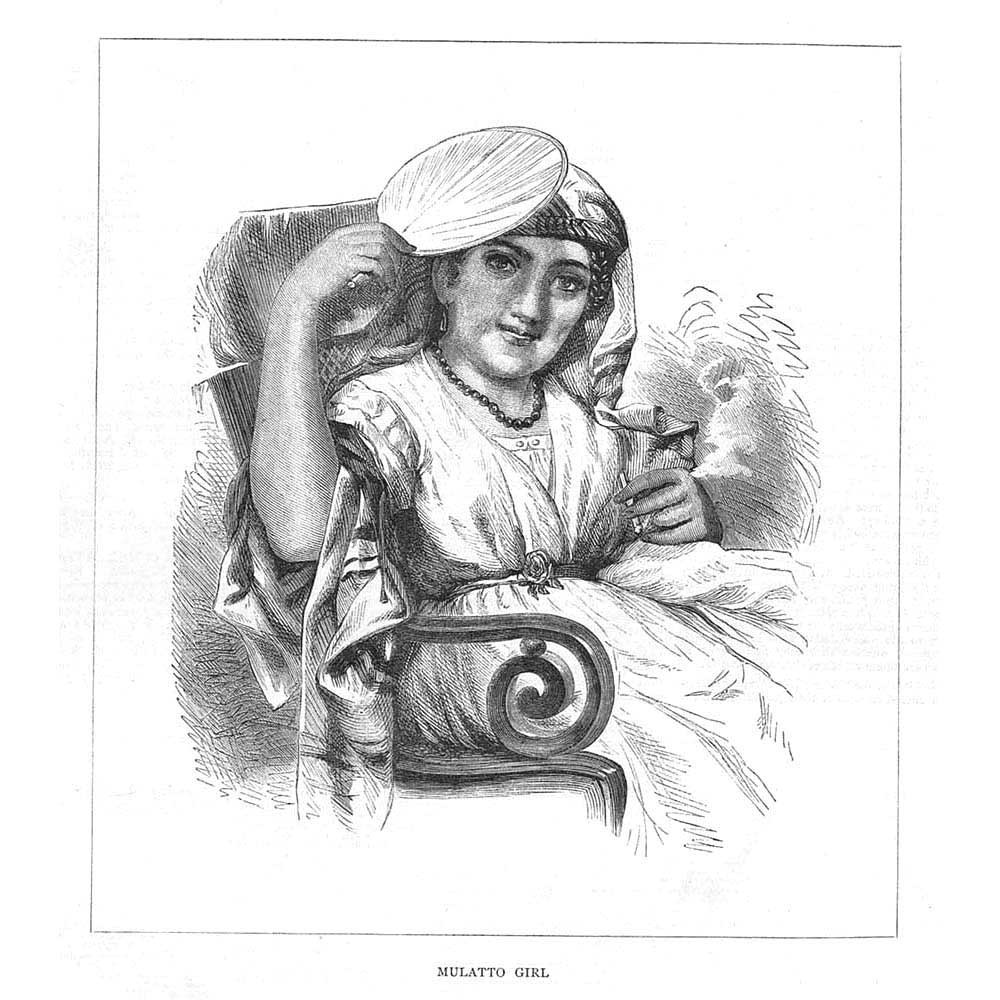 MULATTO GIRL by Cuadras - Antique Print 1870 | eBay UK