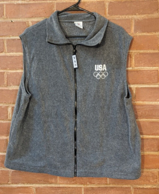 USA Olympic Committee Gray Fleece Vest - Lightweight - Full Zip - Women ...