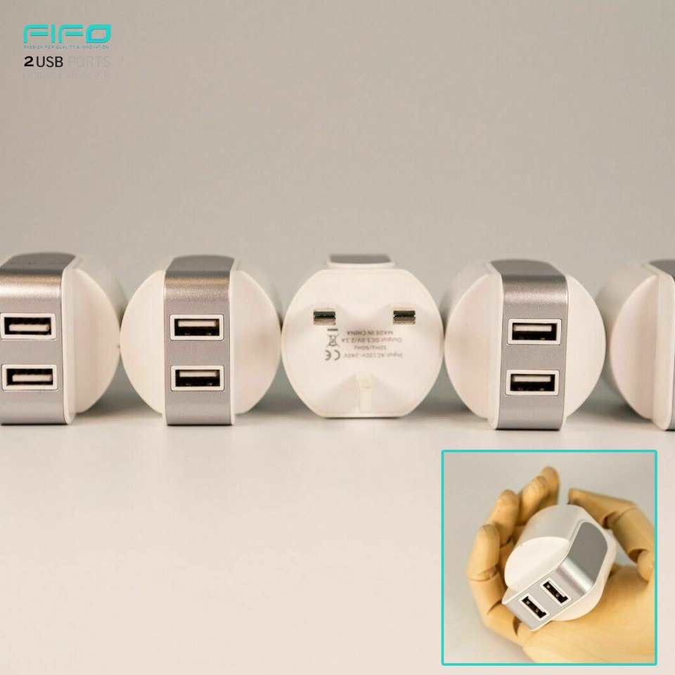 USB Home Charger Mains 3 Pin UK Wall Plug Adapter Charging for Phones ...
