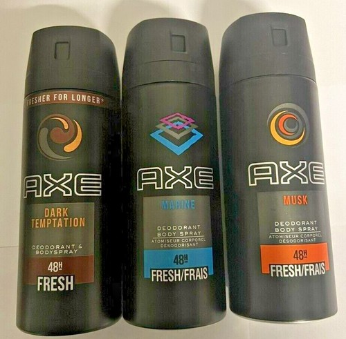 3 x Axe ( Lynx) Deodorant Body Spray 150ml Marine Musk Africa Peace ...