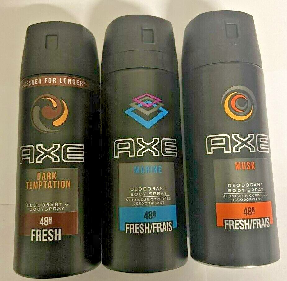 3 x Axe ( Lynx) Deodorant Body Spray 150ml Marine Musk Africa Peace ...