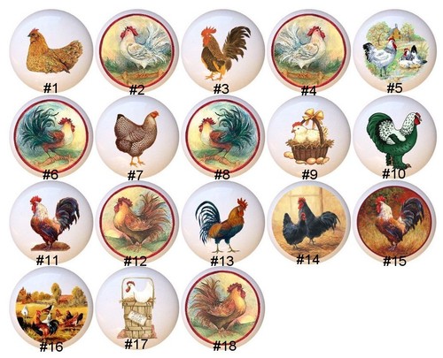 Chickens Roosters Decorative Ceramic Dresser Drawer Pulls Cabinet Cupboard Knobs | eBay