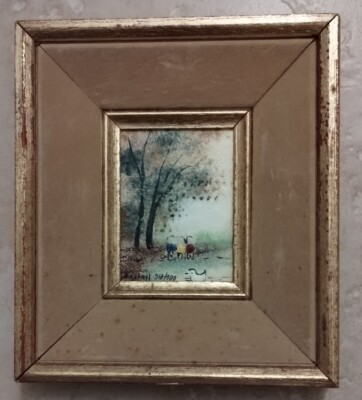 Vintage Raphael Esterifa Enamel on Copper Small Frame Painting Signed ...