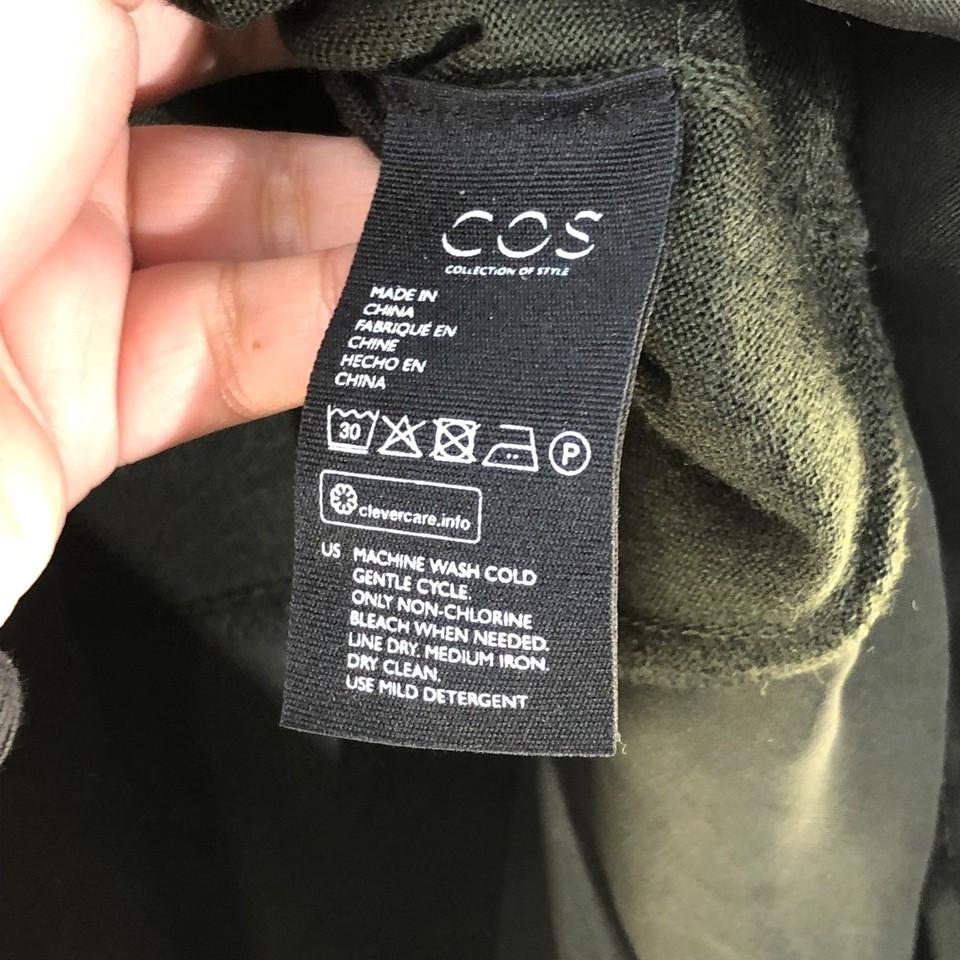 COS Forest Green 100% Wool Knit + 100% Lyocell Twill Asym. Hem Tunic ...