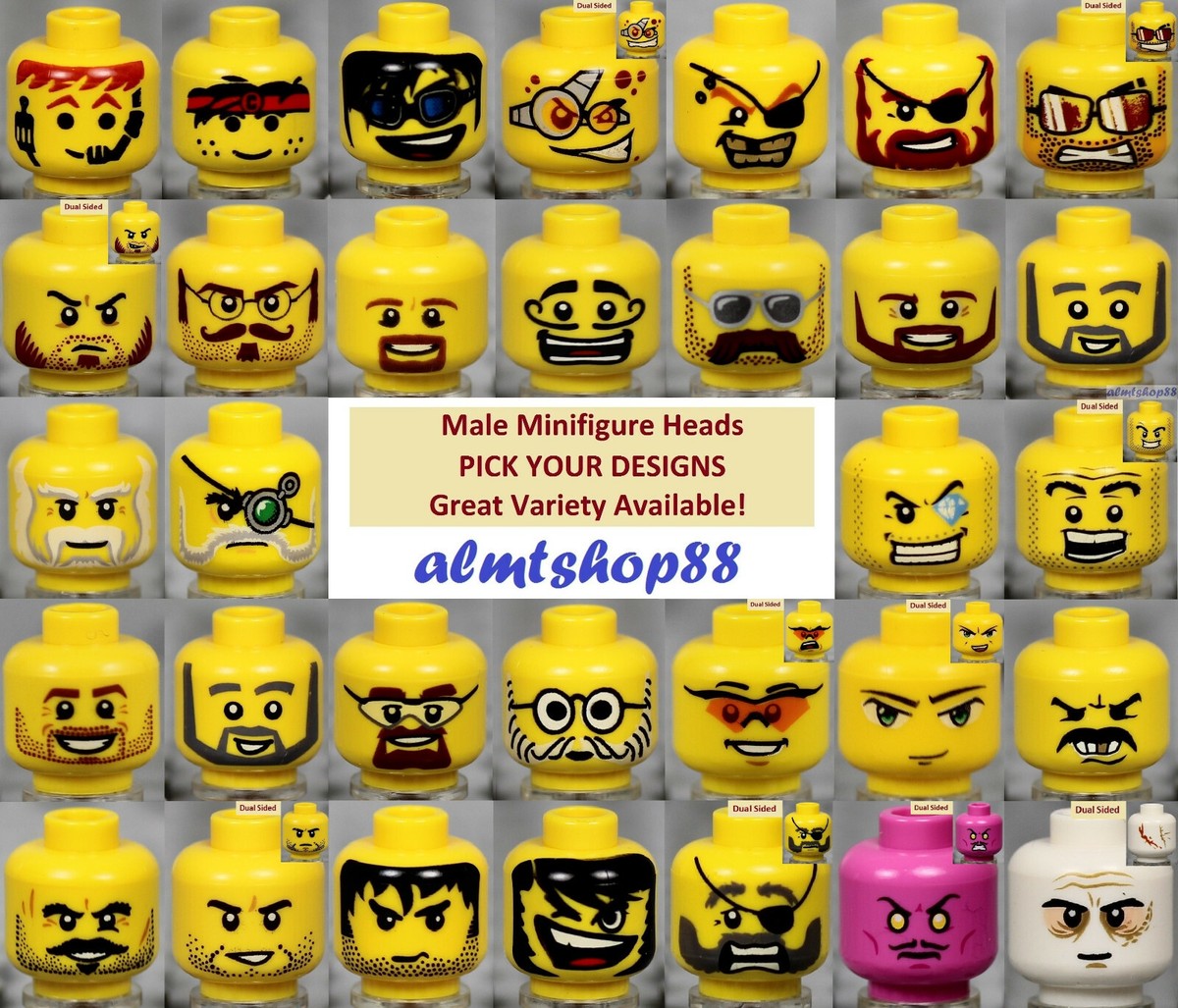 Lego Head Faces X10 Classic Yellow LEGO Heads The Minifig Club