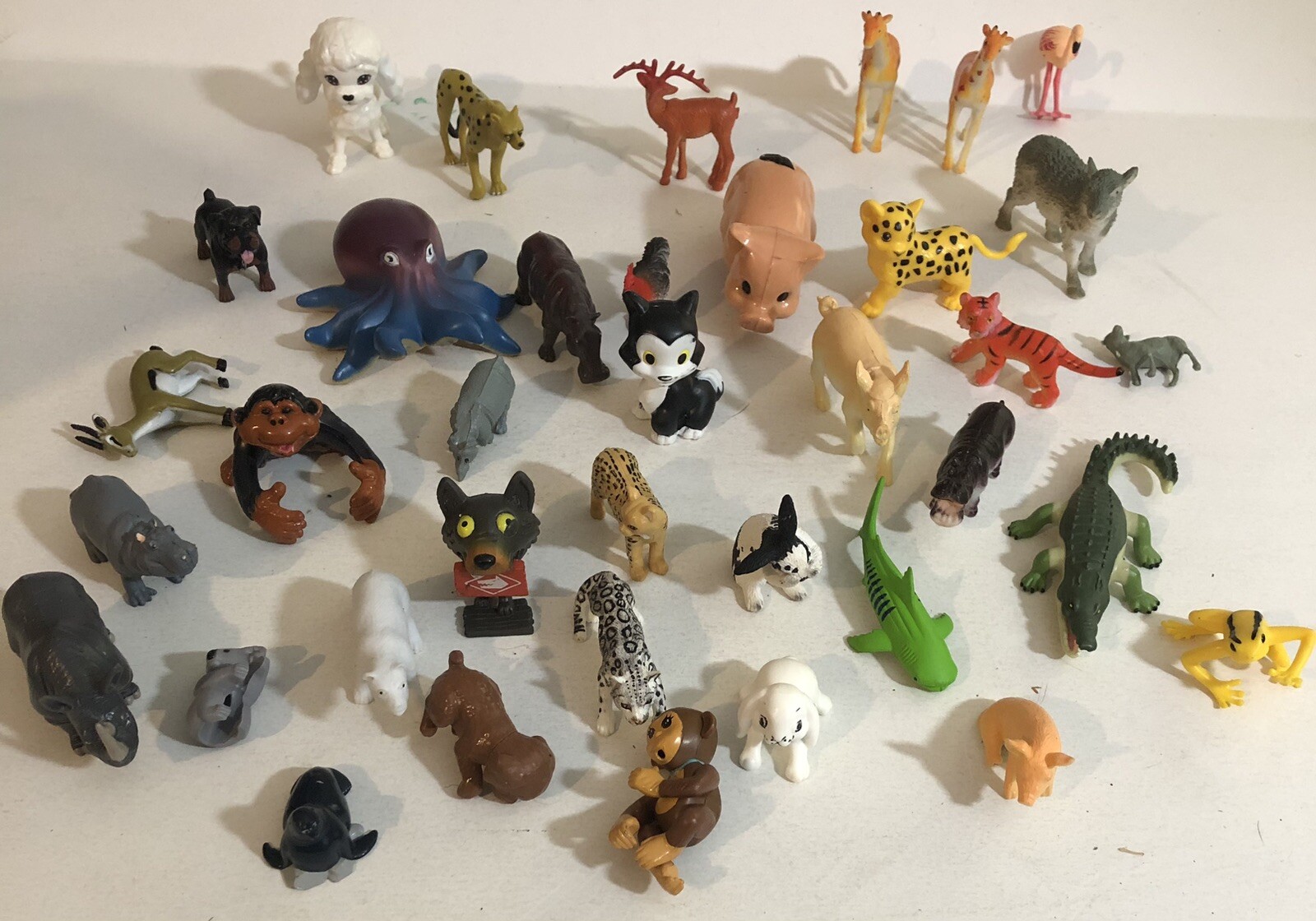 Mixed Animal Lot Of 37 Toys Deer Alligator Monkeys Hippo Dog Shark T7 ...