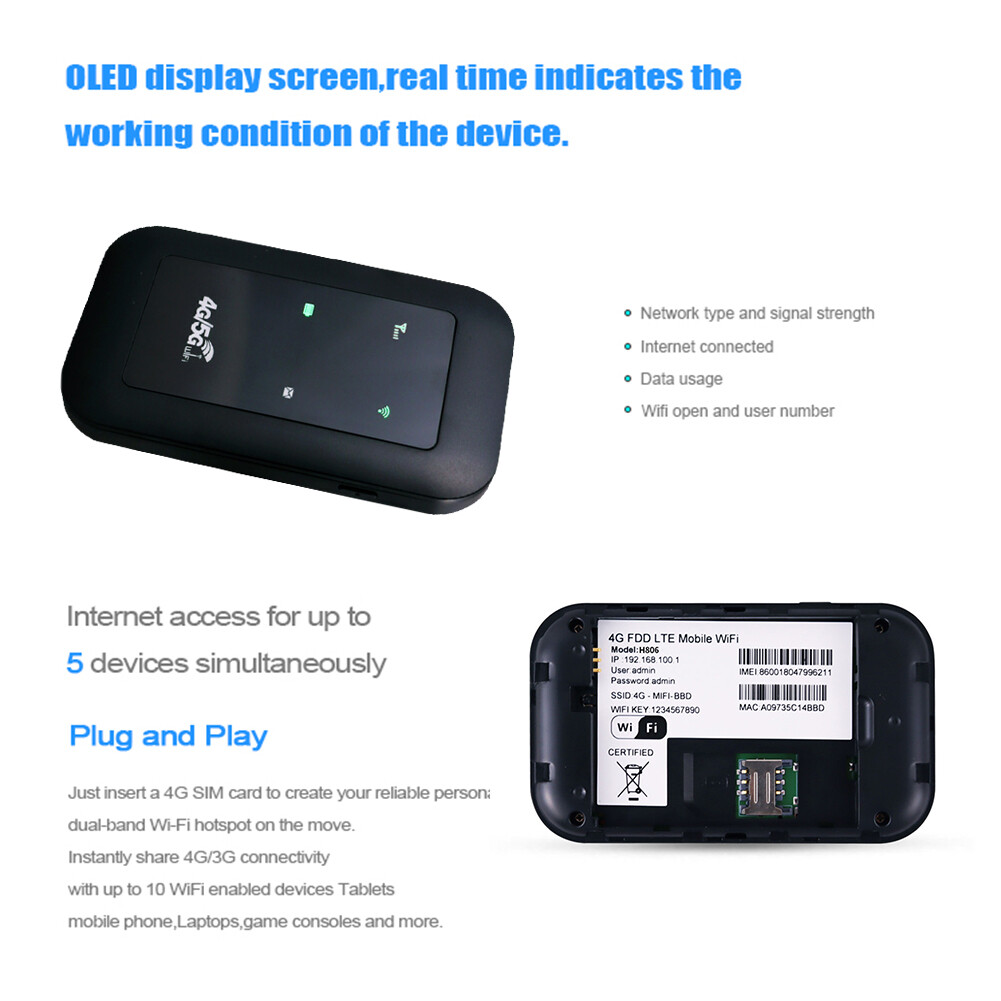Unlocked WiFi Mobile Broadband Wireless Router Portable MiFi Hotspot 4G ...
