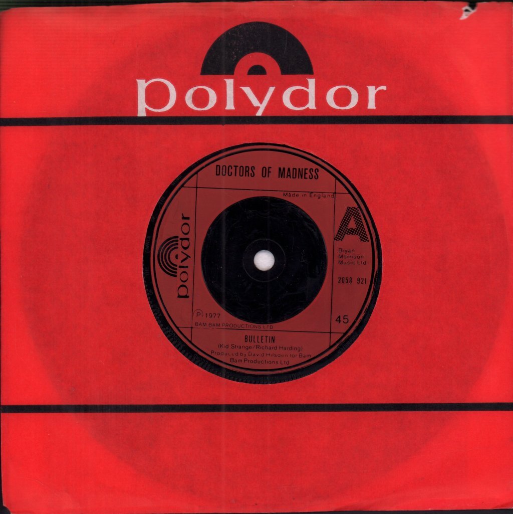 Doctors of Madness Bulletin 7" vinyl UK Polydor 1977 red injection ...