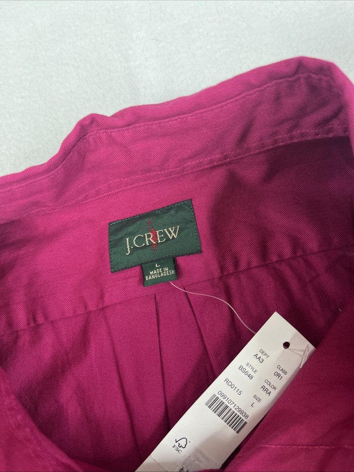 $118 J.crew Oarsman Heritage Twill Two Pocket Workshirt Mens Sz L RUBY RASPBERRY | eBay