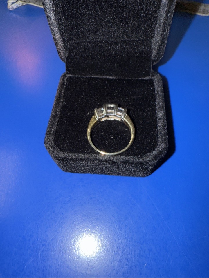 2.00ct Princess Diamond Past Present Future Ring 14K Yellow Gold Free ...
