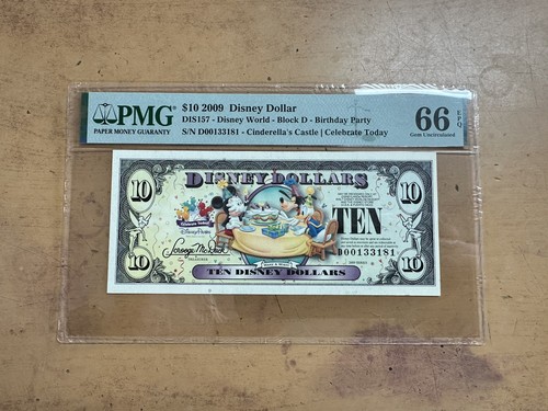 $10 Make A Wish Dollar PMG GRADED 66 EPQ DIS 157 Block D Disney World ...