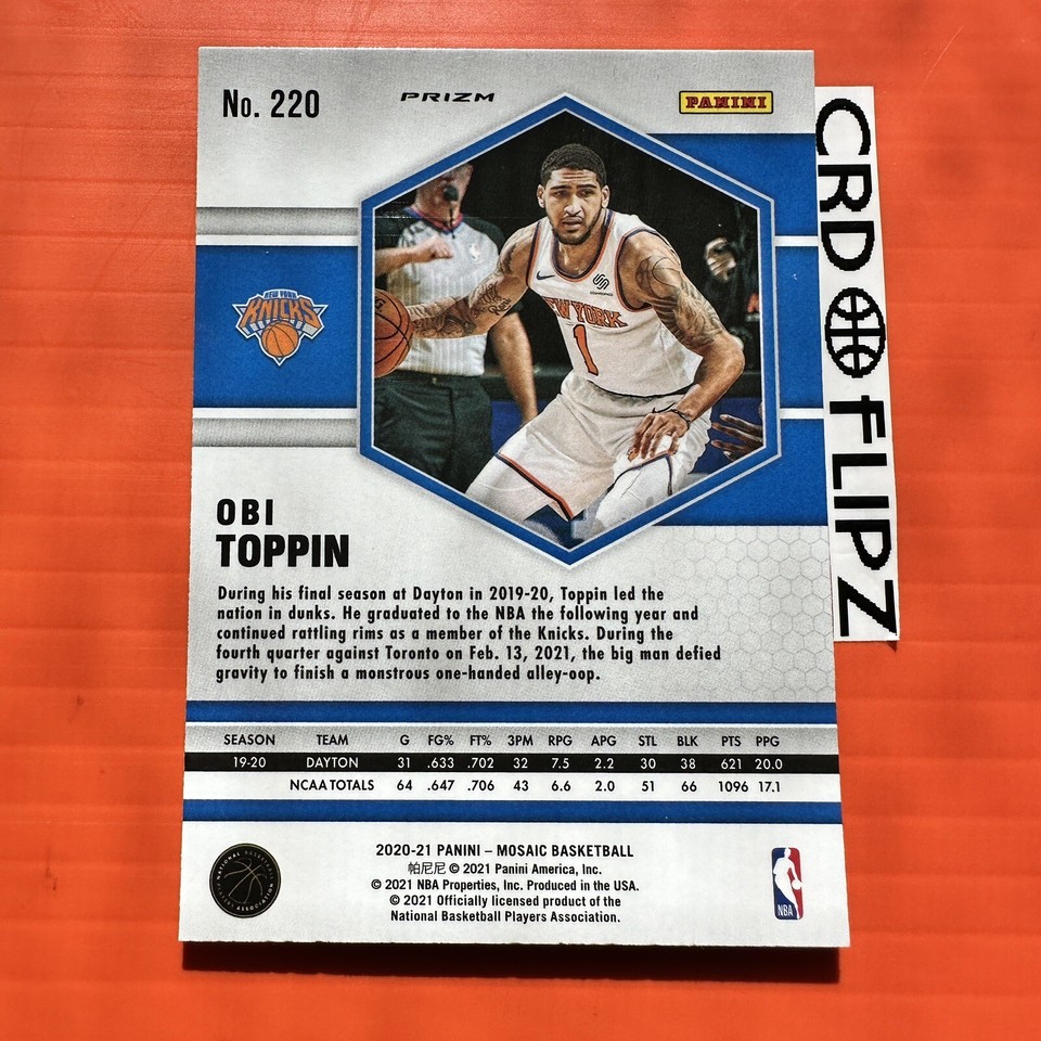 2020-21 Mosaic Reactive Blue #220 Obi Toppin RC - New York Knicks | eBay