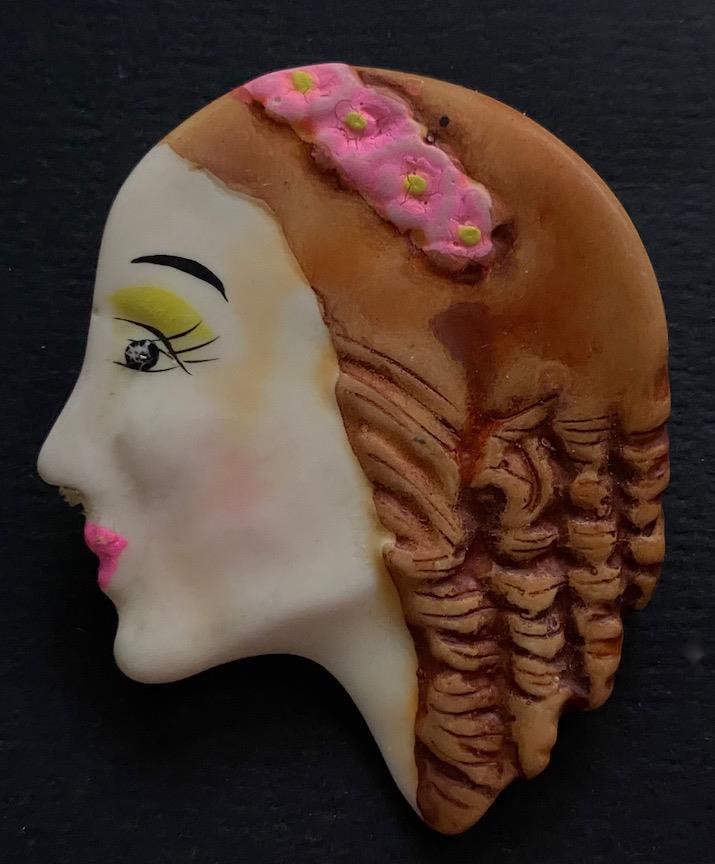Vintage Handmade Lady Woman's Face Pin Brooch | eBay