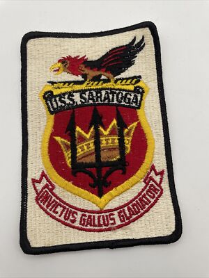 USS SARATOGA INVICTUS GALLUS GLADIATOR US NAVY MILITARY PATCH 4" x 5.5 ...
