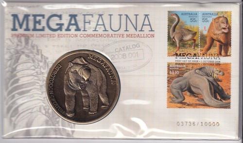 AUSTRALIA PNC COVER: 2008 MEDALLION MEGAFAUNA NO. 03736 / 10000 LIMITED ...