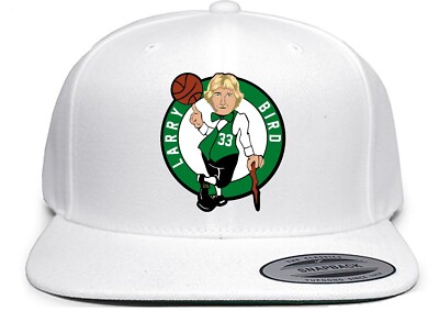 White Larry Bird Boston Logo Snapback Hat | eBay