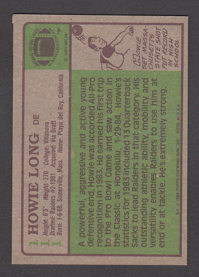 1984 Topps RC Rookie Howie Long 111 Exmt 4522 | eBay