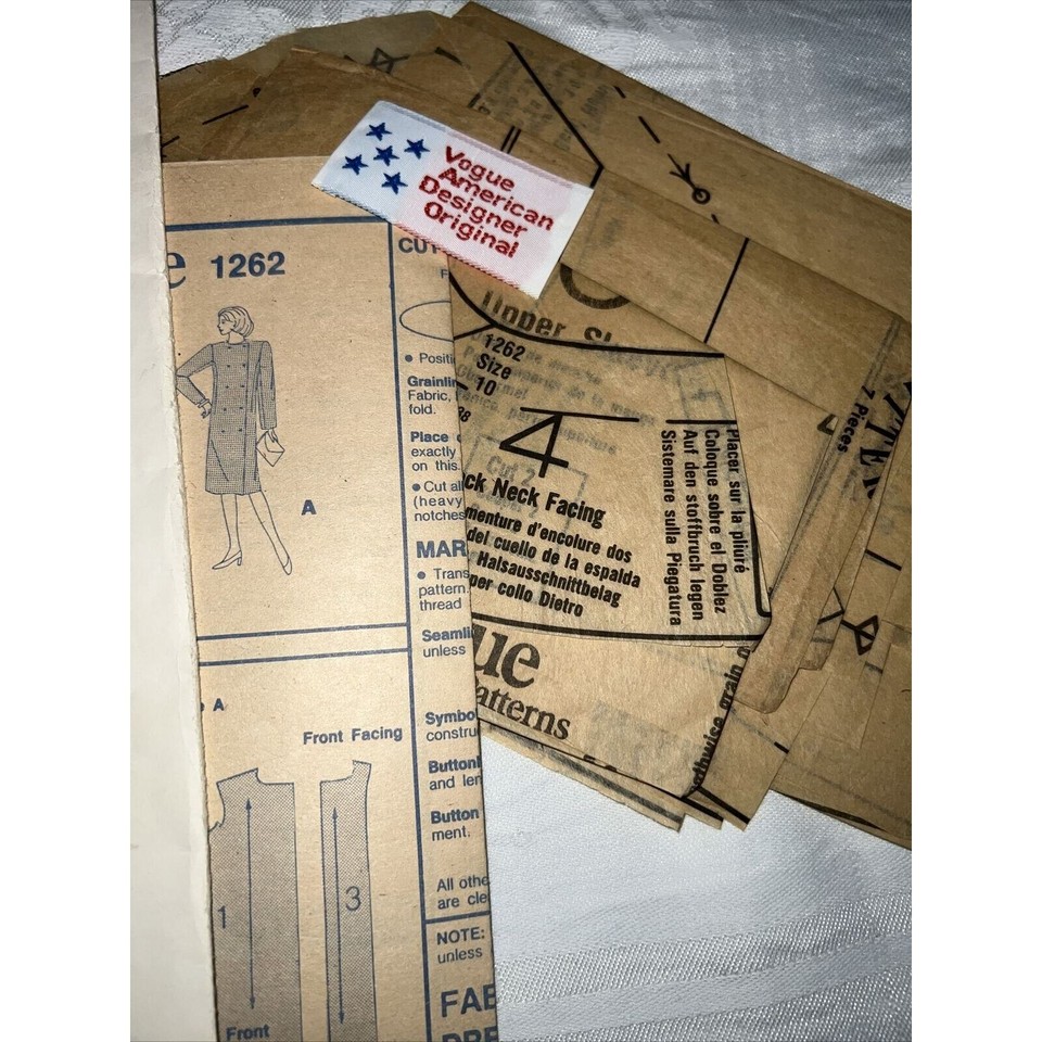 VTG 80s VOGUE Pattern 1262 Ralph Lauren Size 10 Dress Cut American ...
